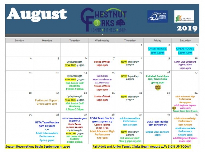 August 2019 - Chestnut Forks Athletic Club