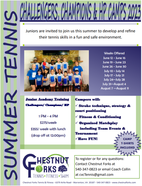 Junior acad camp flyer - Chestnut Forks Athletic Club